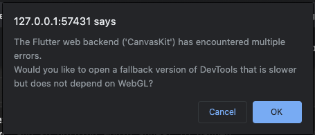devtools show CanvasKit error alert when setting breakpoints · Issue #66100 · flutter/flutter ...