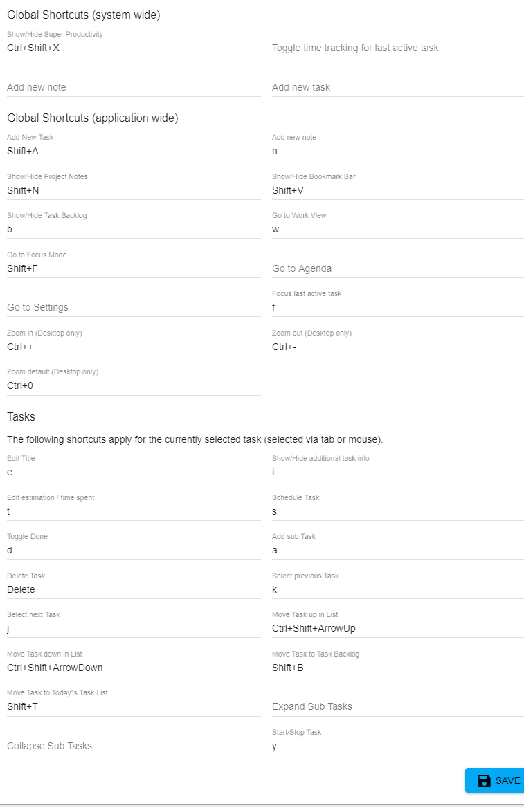 Keyboard Shortcuts Documentation · Issue #211 · johannesjo/super-productivity · GitHub