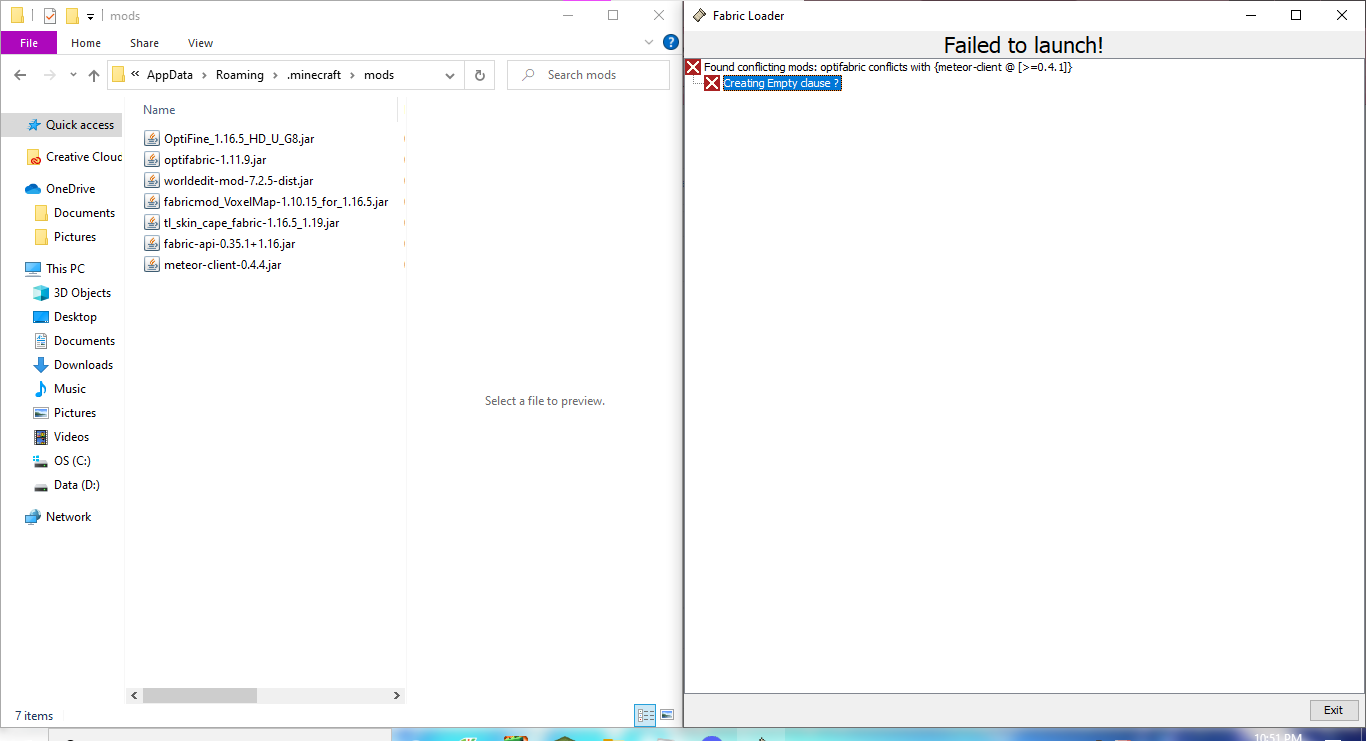 [Bug] Can't not install OptiFine · Issue #1231 · MeteorDevelopment/meteor-client · GitHub