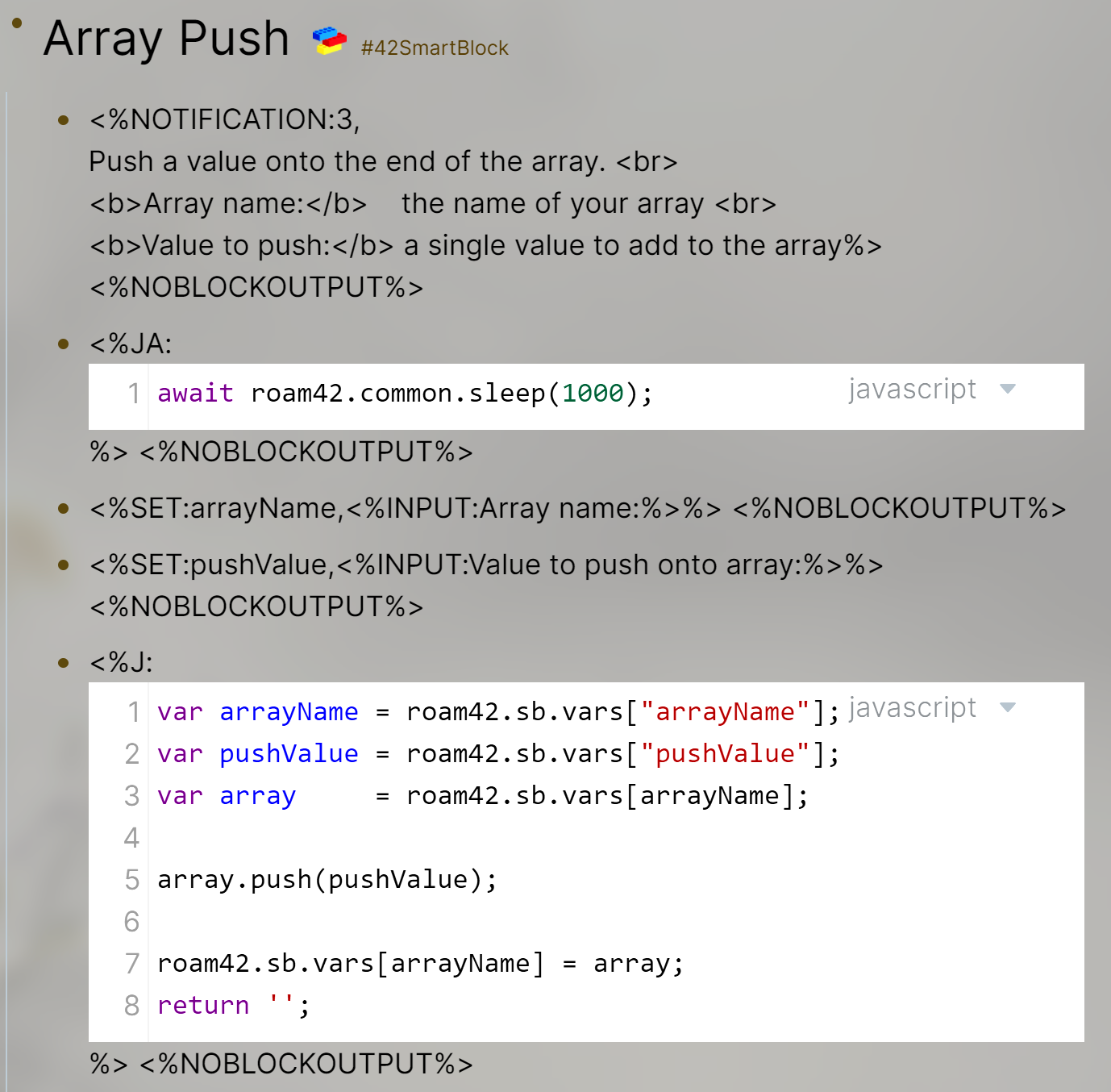 Arrays - Create, Push, Pop, Fetch/Get · Issue #168 · dvargas92495/SmartBlocks · GitHub