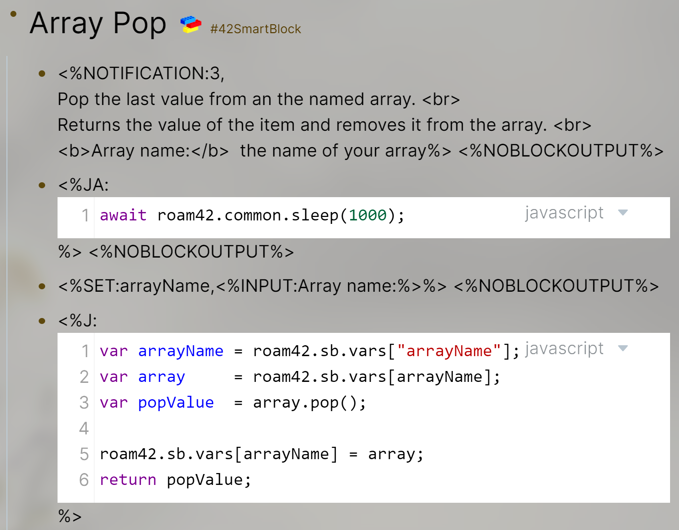 Arrays - Create, Push, Pop, Fetch/Get · Issue #168 · dvargas92495/SmartBlocks · GitHub