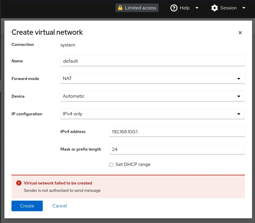 Non Privileged User Is Able To Try To Create A New Virtual Network · Issue 536 · Cockpit