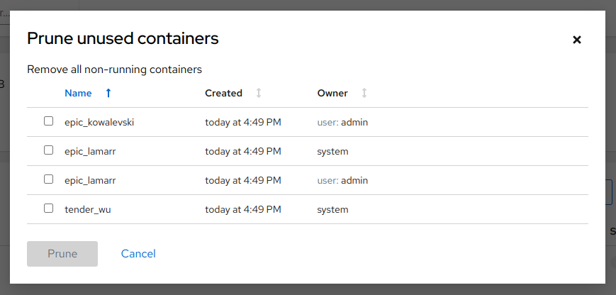 Prune containers · Issue #1099 · cockpit-project/cockpit-podman · GitHub