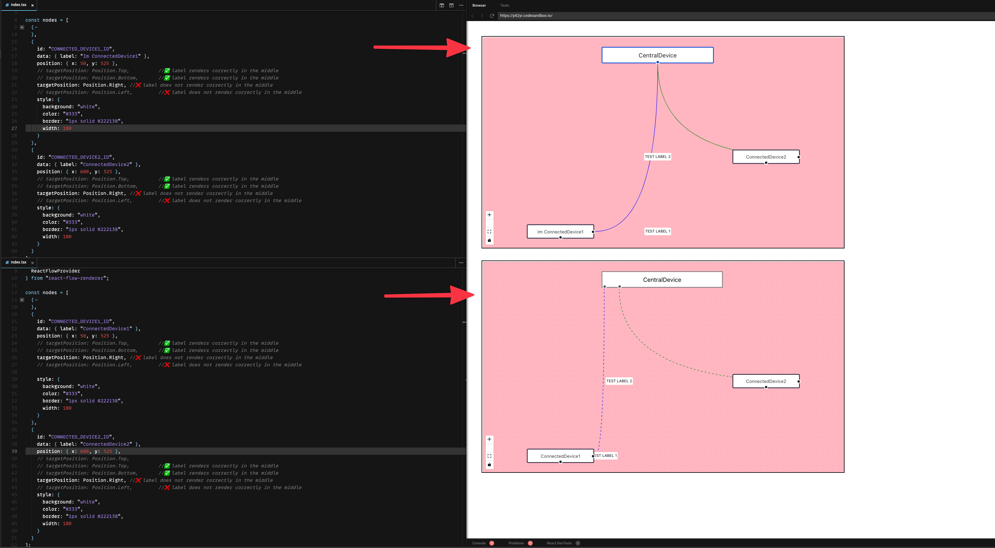 Label for edges rendering out of bounds for Postion.Left & Position.Right · Issue #1796 · xyflow ...