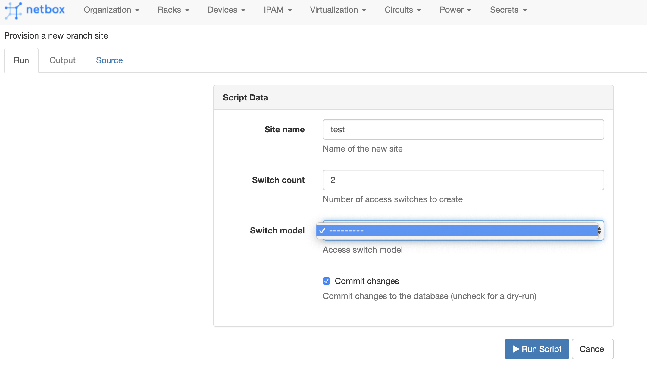 Custom Script Example Newbranchscript Can Not Select Switchmodel 2085