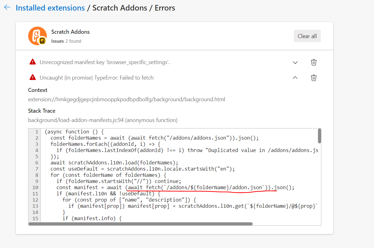 Extension not loading bug · Issue #2451 · ScratchAddons/ScratchAddons · GitHub