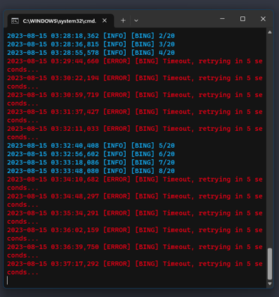 [BUG] While conducting mobile searches, a timeout error occurs after a certain number of ...