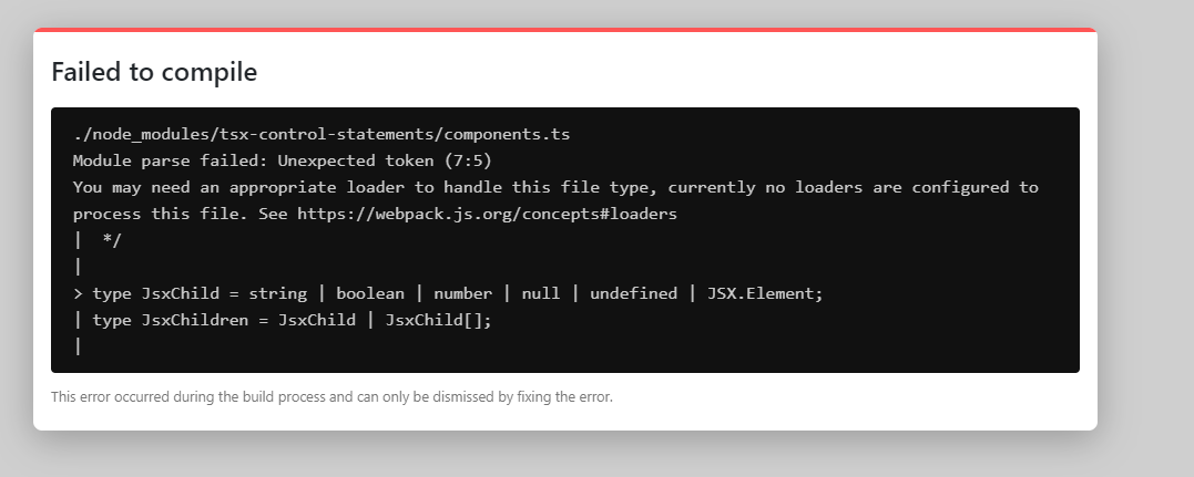 Problem With Nodemodulestsx Control Statementscomponentsts · Issue 218 5361