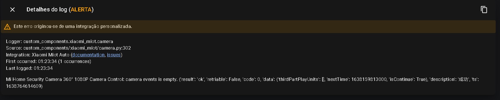 Xiaomi Camera 360° 1080p (chuangmi.camera.ipc019) no video stream ...