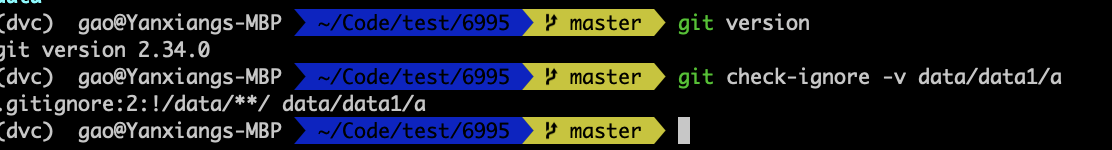 dvc and git does not behave the same with "!" and "**" · Issue #6995 · iterative/dvc · GitHub