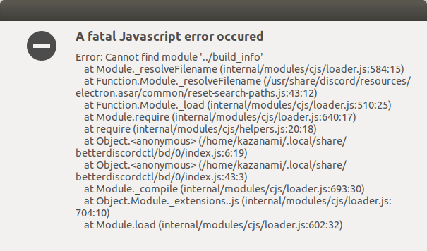[Bug..?] [Linux] Discord crashes on startup · Issue #230 · BetterDiscord/BetterDiscord · GitHub