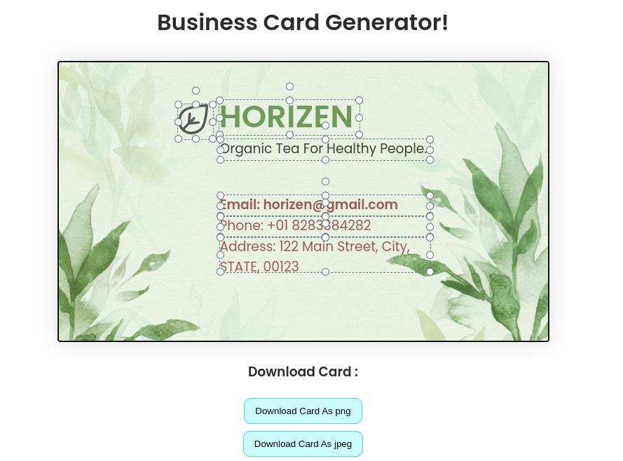 GitHub - simarbagga401/business-card-generator: Business Card Generator ...