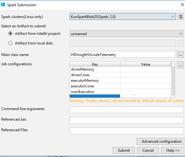 submit Spark job to the incorrect cluster · Issue #1312 · microsoft/azure-tools-for-java · GitHub