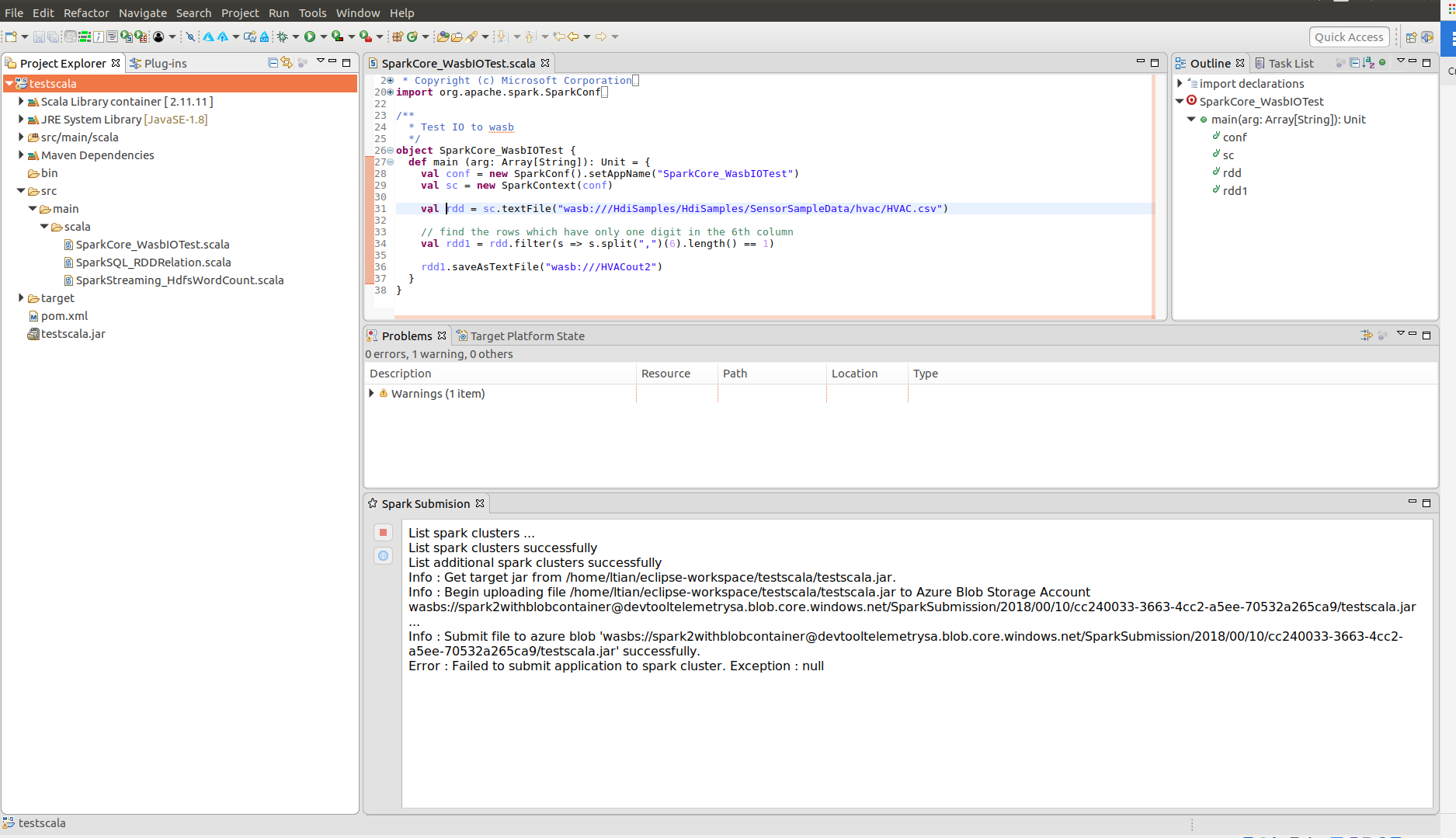 [Eclipse]Fail to submit jobs after reopening Eclipse without touching Azure Explorer on Mac and ...