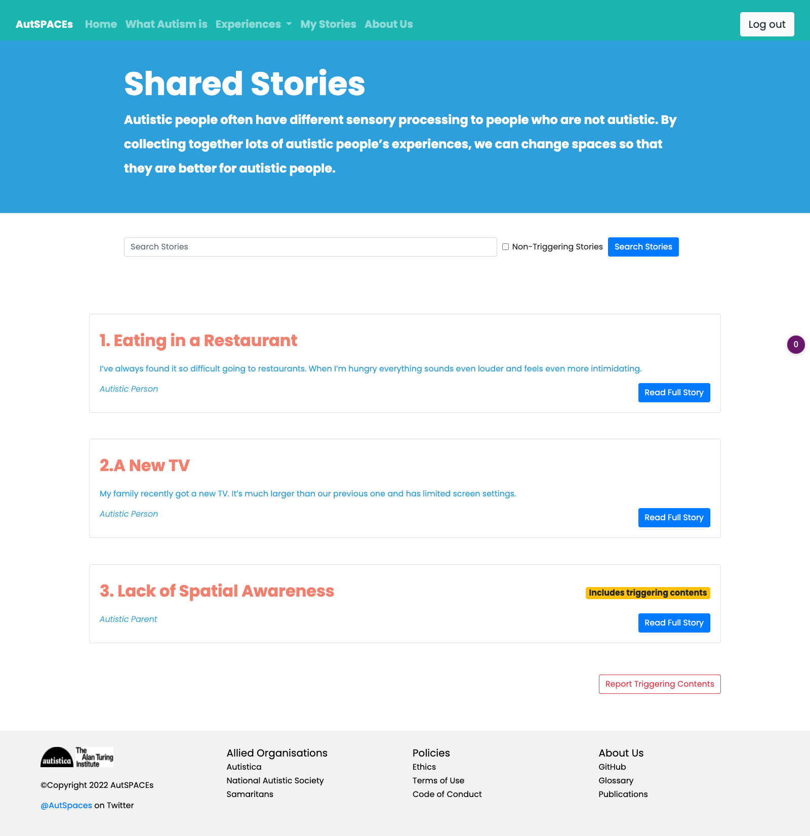 Feedback on current platform prototype · Issue #213 · alan-turing-institute/AutSPACEs · GitHub