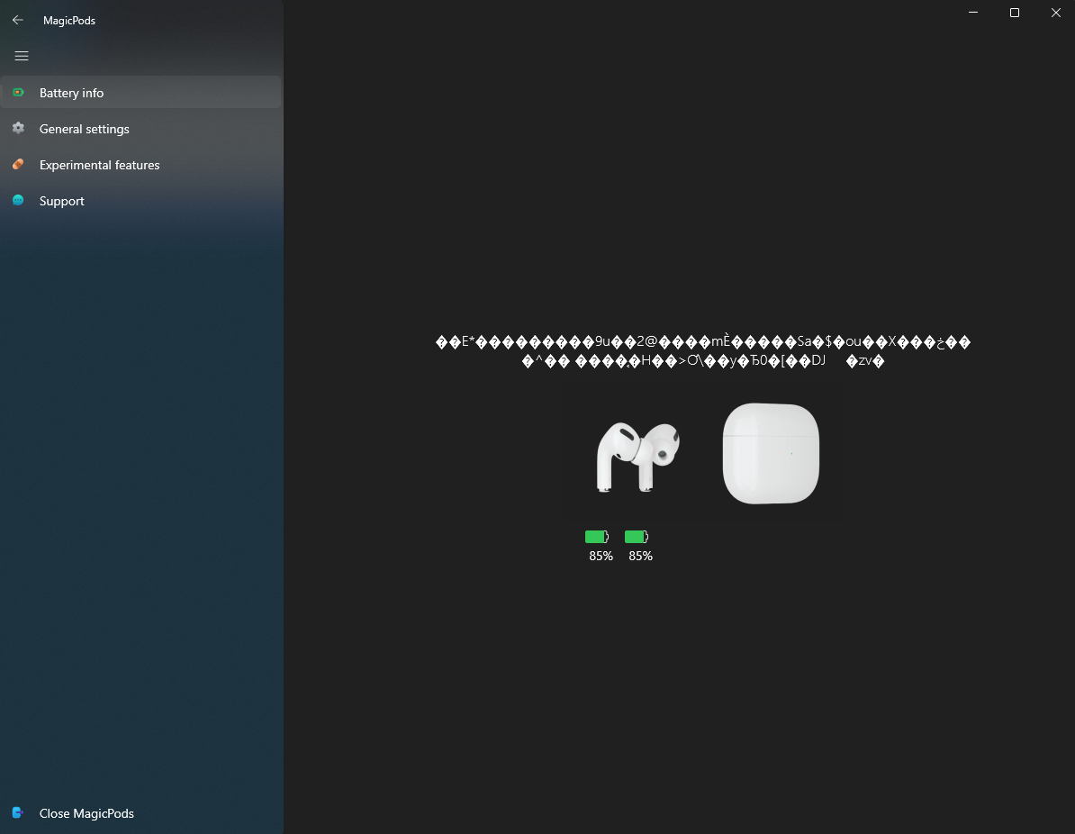 Airpods Name Showed as Random Symbols · Issue #134 · steam3d/MagicPods-Windows · GitHub