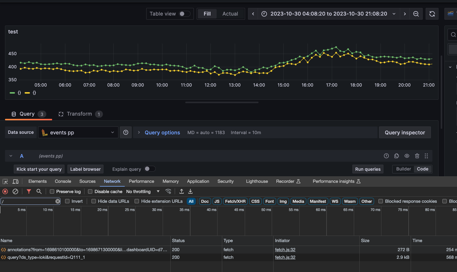 Loki Query Were Not Triaged In The Dashboard After Enabled Lokiquerysplitting For Target With