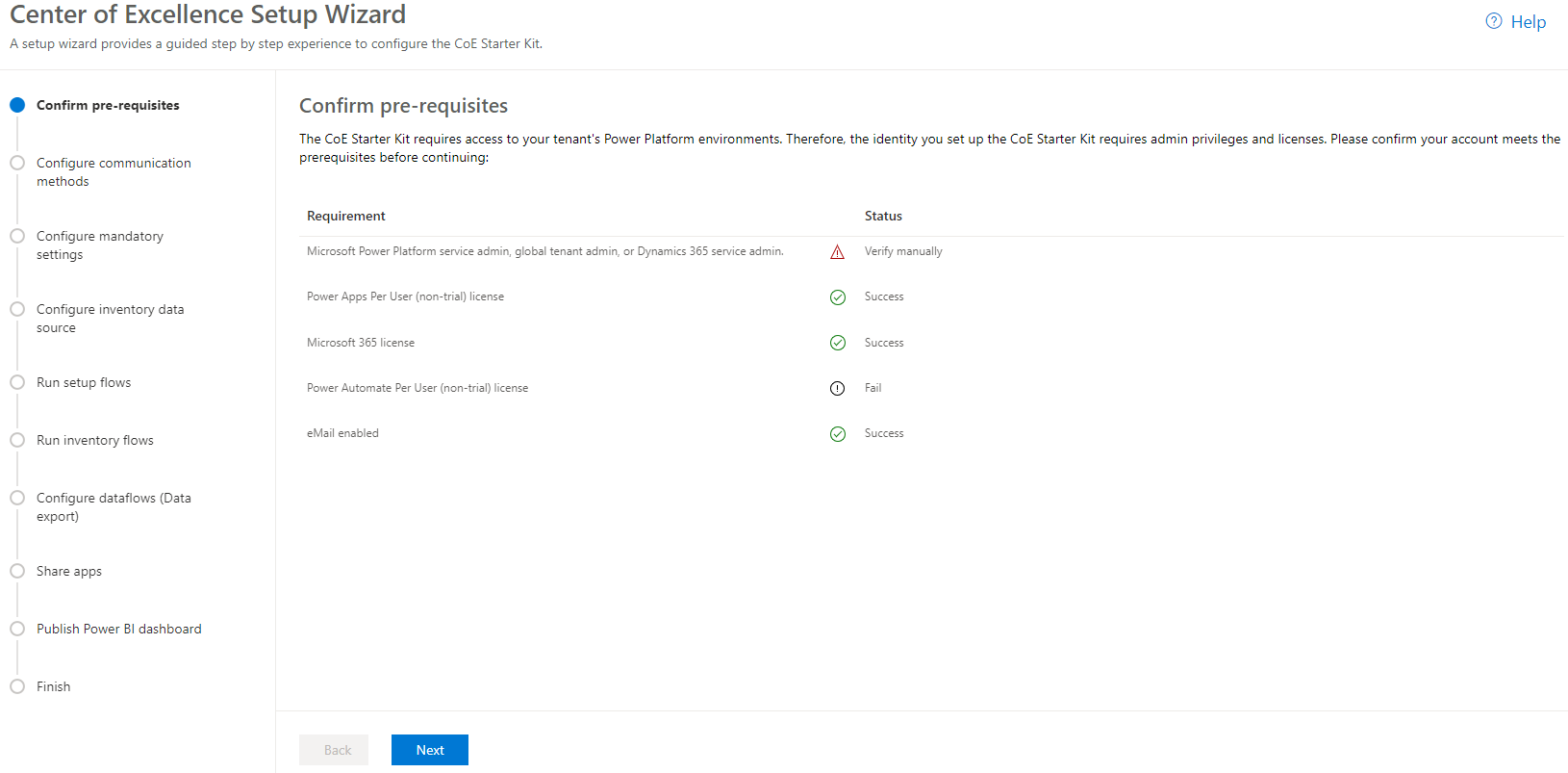 [CoE Starter Kit - QUESTION] User assigned Power Apps Premium fail on pre-requisite check on ...
