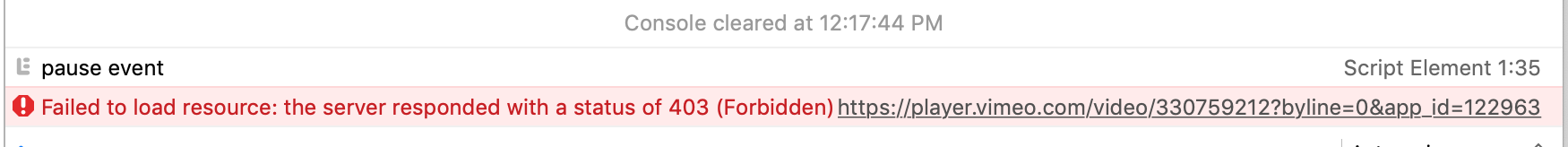 Not able to load private video in allowed domain · Issue #479 · vimeo/player.js · GitHub