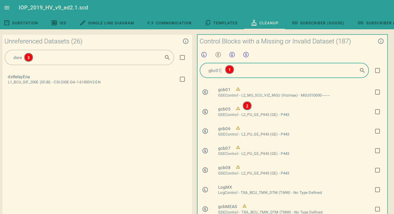 Filtering in Cleanup Editor for Control Blocks broken · Issue #873 · openscd/open-scd · GitHub