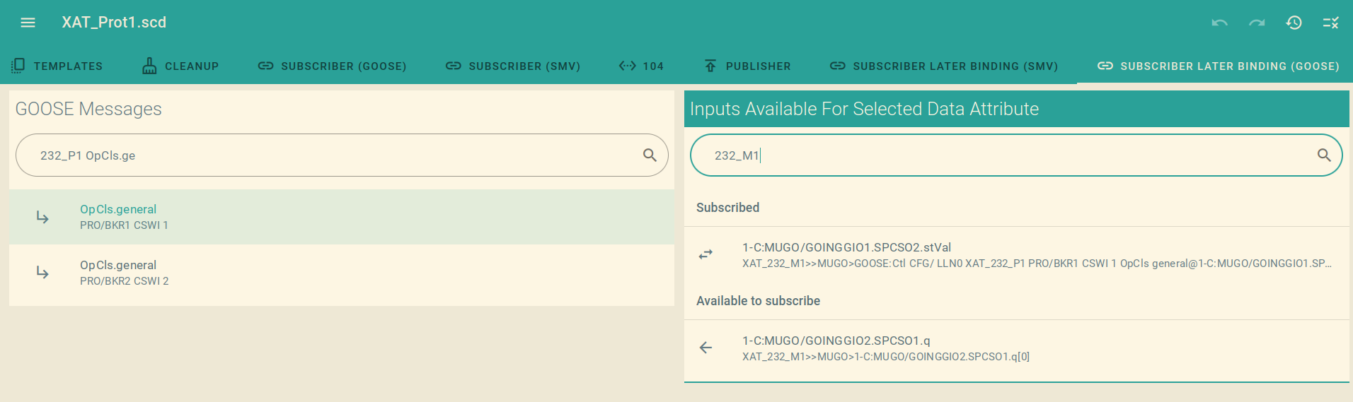 GOOSE Subscription filtering and options after removal don't appear ...