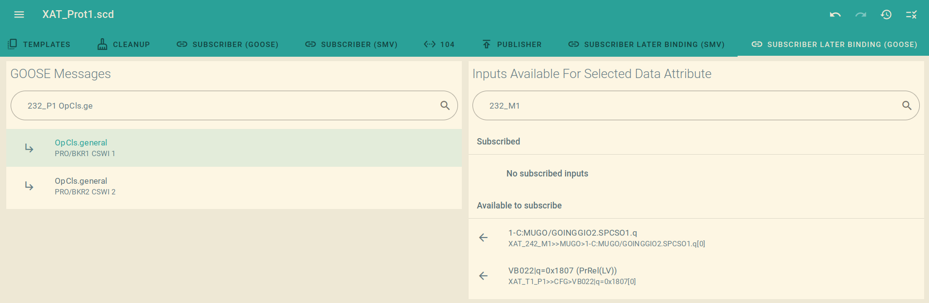 GOOSE Subscription filtering and options after removal don't appear ...