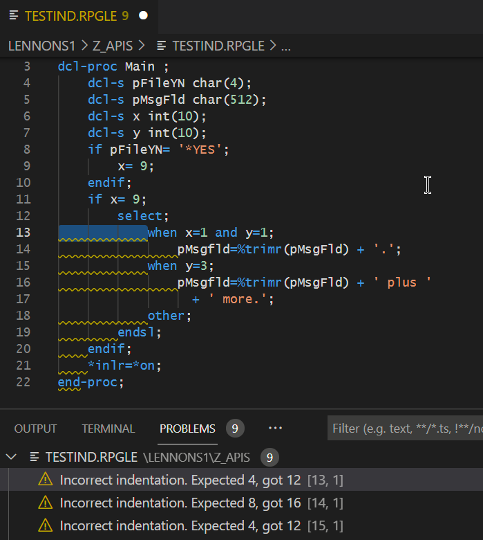 RPGLE Indention after select; · Issue #241 · codefori/vscode-ibmi · GitHub RPGLE Indention after select; · Issue #241 · codefori/vscode-ibmi · GitHub