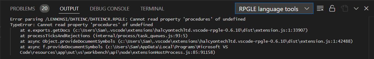Extension Reports Uncaught Errors 1 · Issue 79 · Codeforivscode Rpgle · Github 