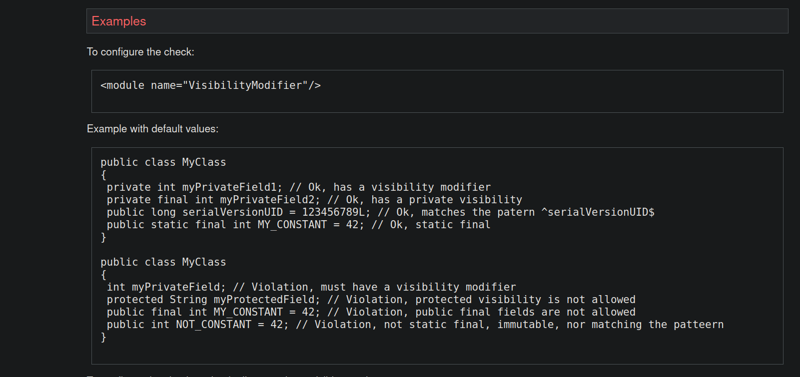 Issue 7616 Add Code Example For Visibilitymodifier Check By 0xbakry · Pull Request 12802