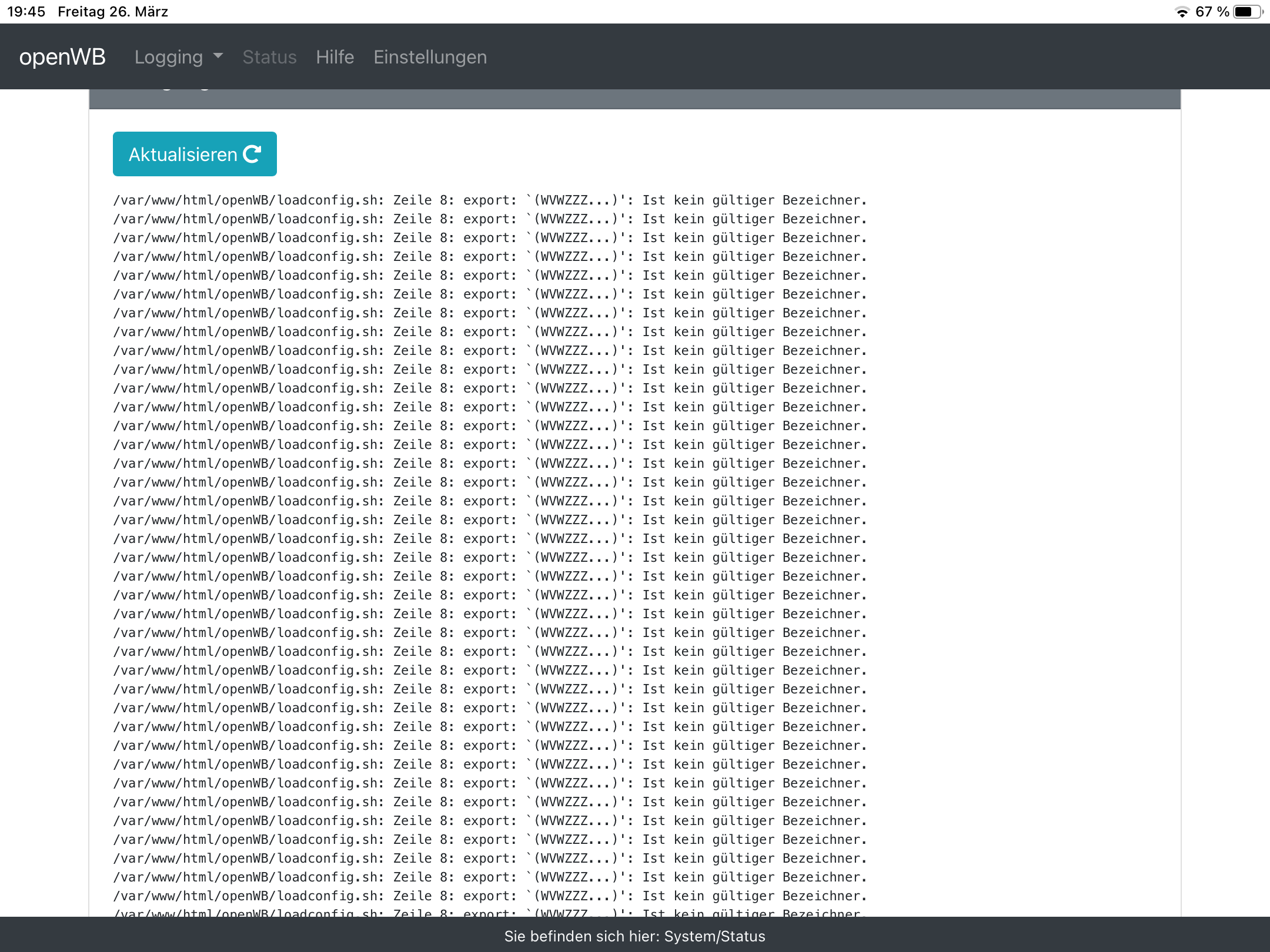 Unfültiger Bezeichner loadconfig.sh · Issue #1242 · snaptec/openWB · GitHub