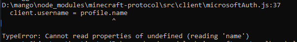 Error with microsoft auth · Issue #2326 · PrismarineJS/mineflayer · GitHub