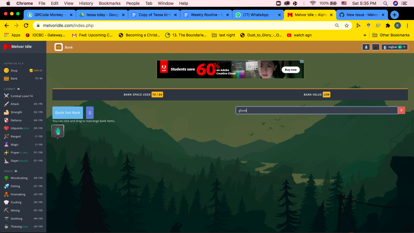 Smithing gloves missing · Issue #295 · MelvorIdle/melvoridle.github.io · GitHub