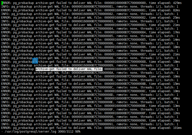 Во время восстановления кластера "pg_probackup archive-get failed to deliver WAL file", успешное ...