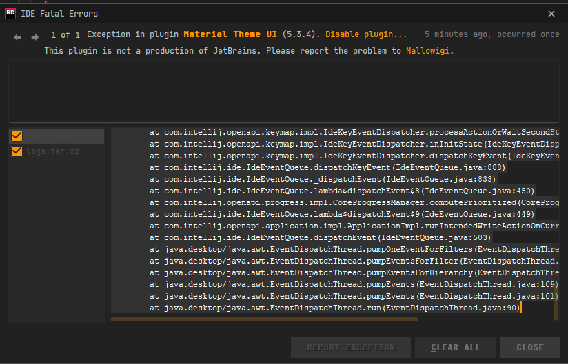 Exception in Plugin Material Theme UI (5.3.4) · Issue #1631 · ChrisRM/material-theme-jetbrains ...