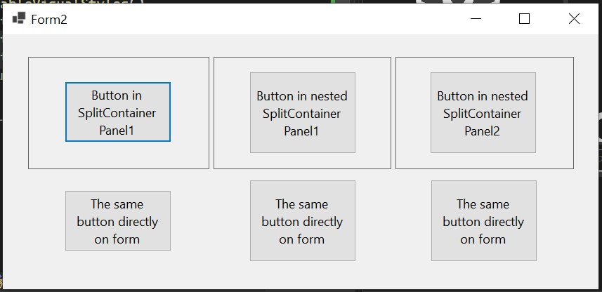 Child controls in nested split container scale incorrectly on secondary ...