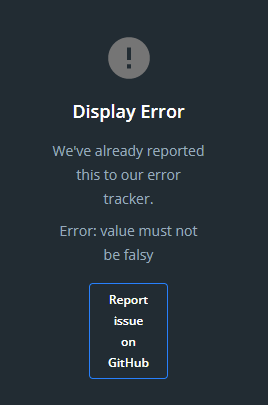 Display Error We've already reported this to our error tracker. Error ...