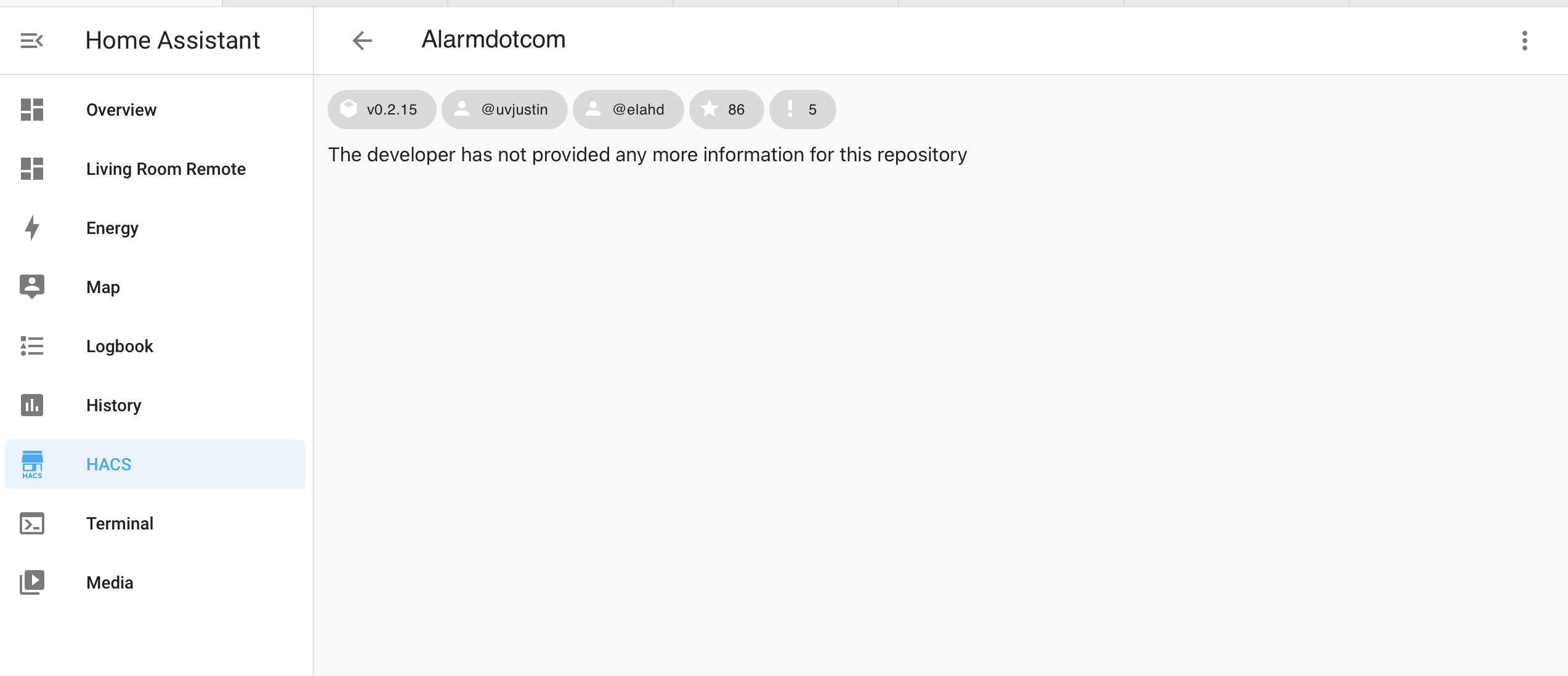 Blank Page After Install · Issue #170 · pyalarmdotcom/alarmdotcom · GitHub