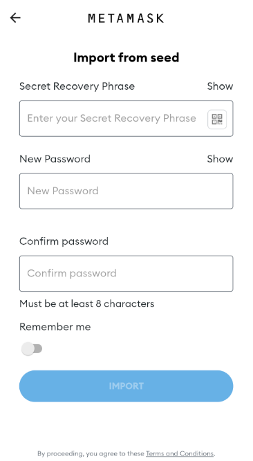 Enable Seed Phrase import · Issue #3058 · MetaMask/metamask-mobile · GitHub