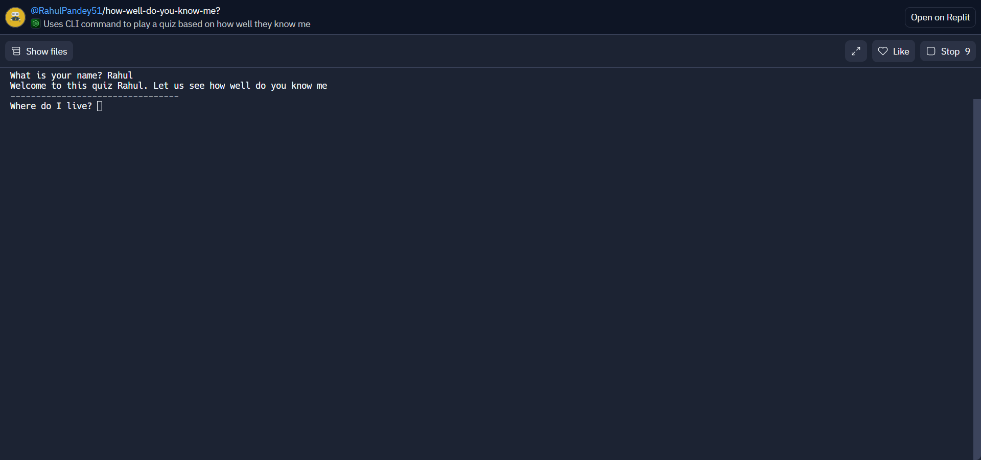 GitHub - InvincibleRP1/how-well-do-you-know-me-cli-quiz: Uses CLI command to play a quiz based ...