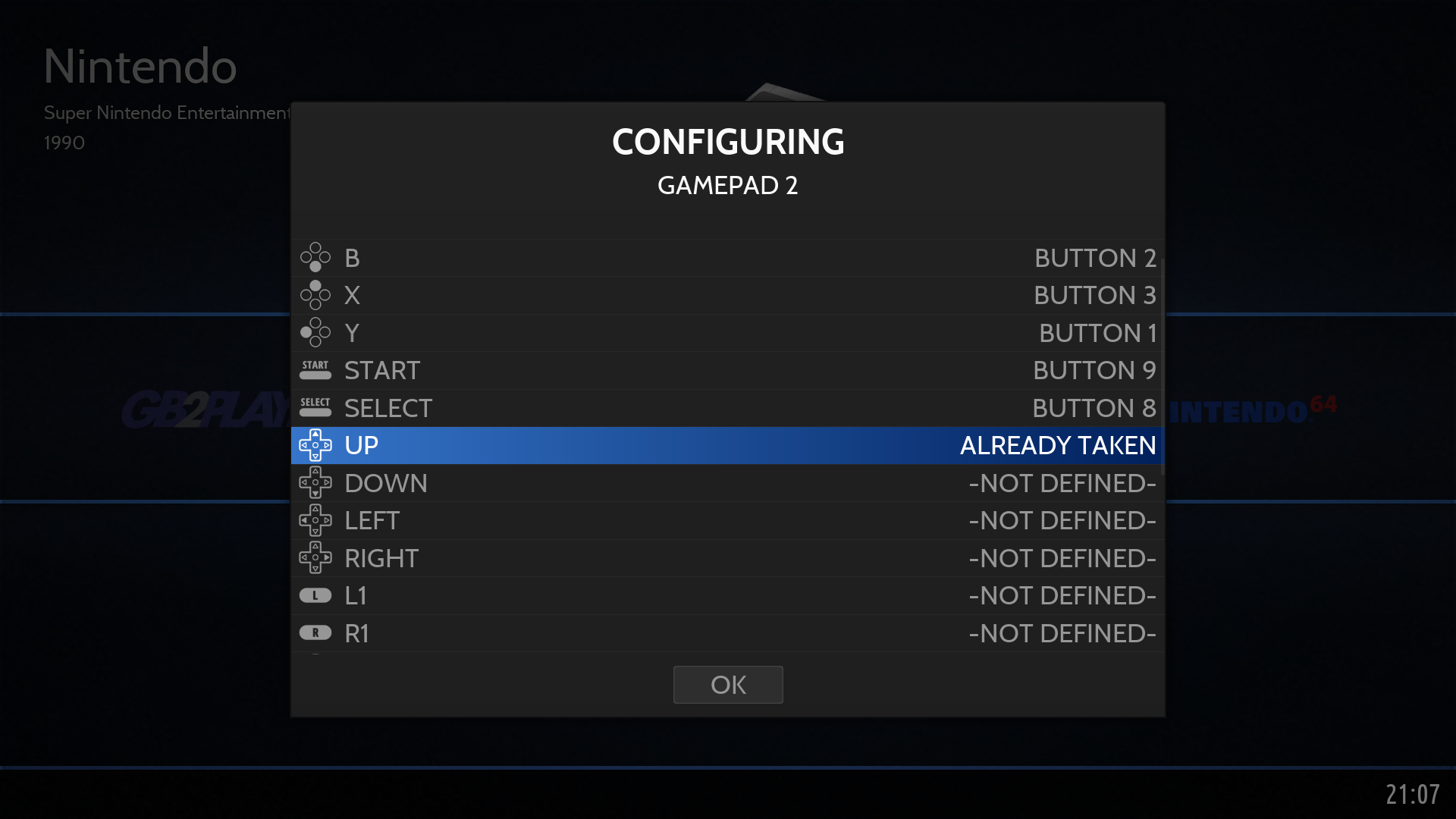 Can't skip over binding a controller button if no buttons are bound yet ...
