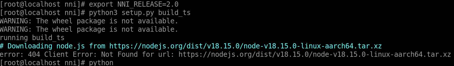 Can not download Tar when Build from Source · Issue #5651 · microsoft/nni · GitHub