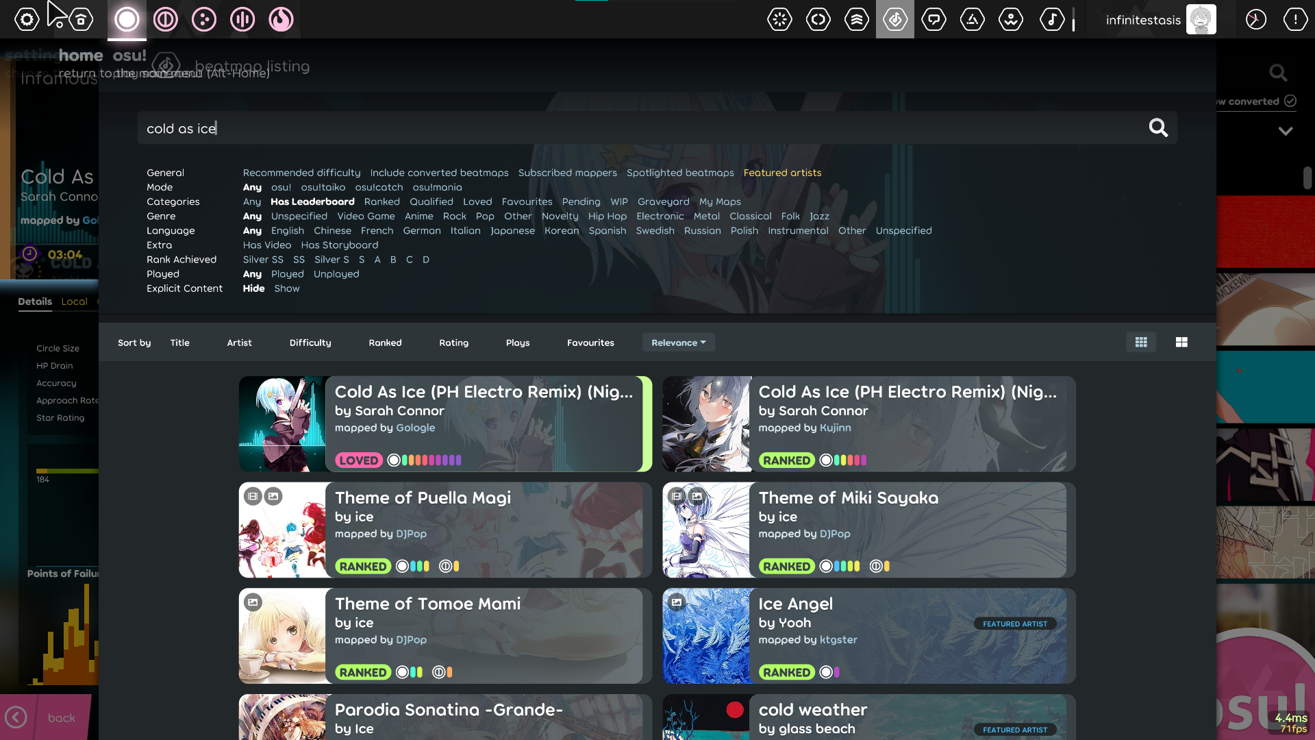Lazer refuses to show a certain beatmap (Cold As Ice) · ppy osu · Discussion #22752 · GitHub