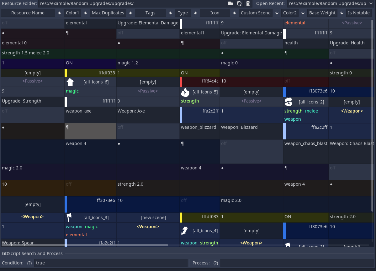 Searching breaks the entire display. · Issue #8 · don-tnowe/godot-resources-as-sheets-plugin ...