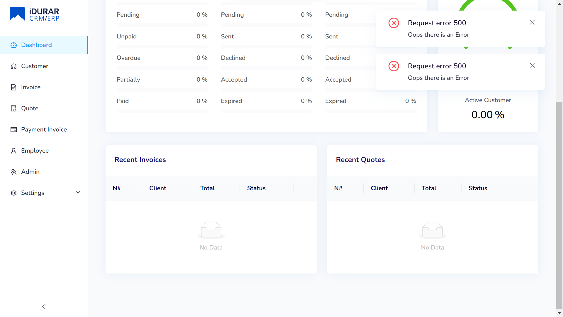 Bug :Whenever there is no invoice dashboard gives 500 error · Issue #521 · idurar/idurar-erp-crm ...
