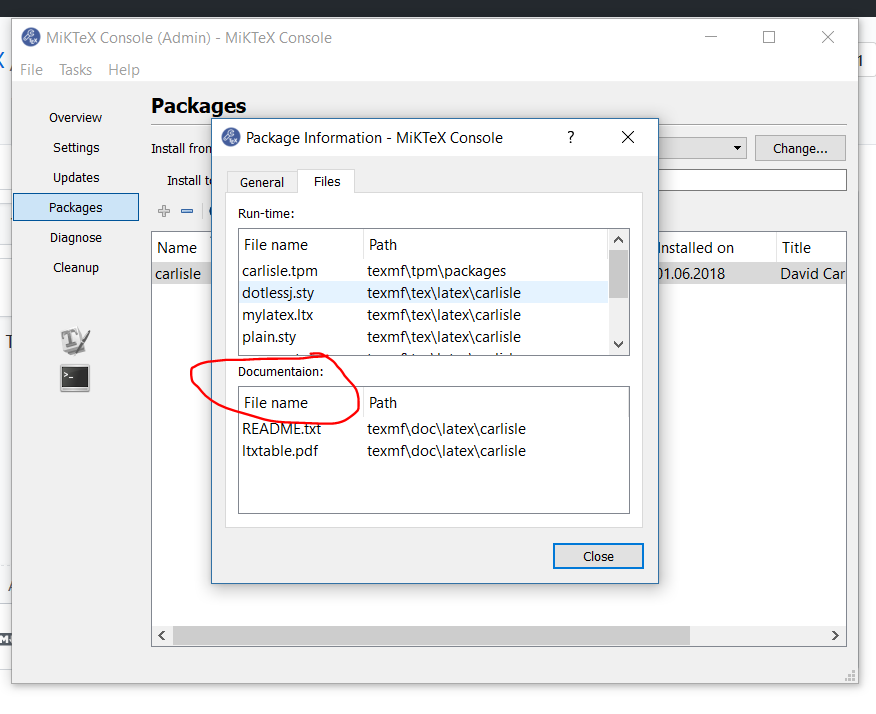 Typo in dialogue Package information/Files window · Issue #150 · MiKTeX/miktex · GitHub