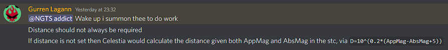 Calculate distance in STCs using AppMag and AbsMag · Issue #1449 · CelestiaProject/Celestia · GitHub