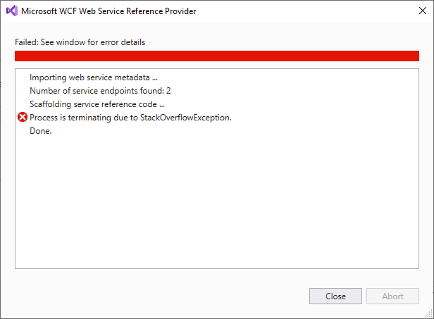 dotnet-svcutil - Process is terminating due to StackOverflowException · Issue #4519 · dotnet/wcf ...