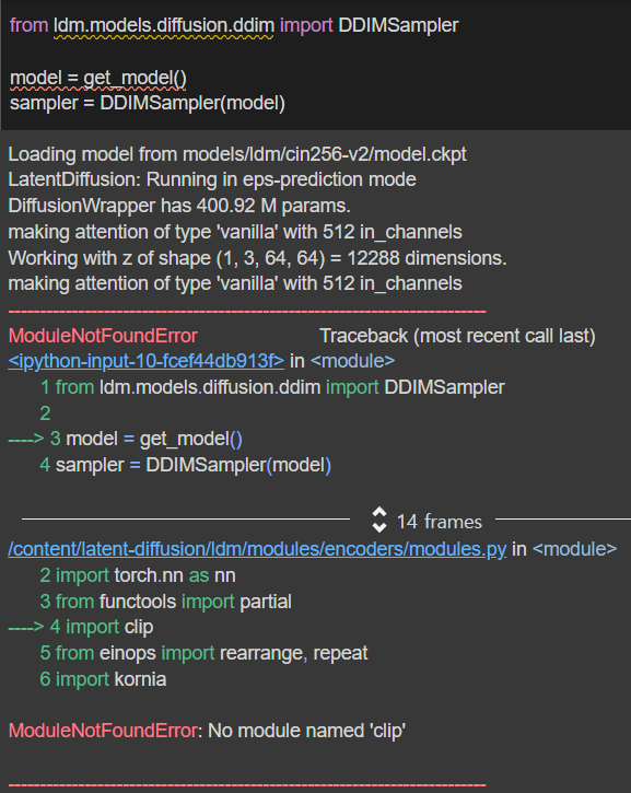 During Colab run, Module error comes out.... · Issue #185 · CompVis/latent-diffusion · GitHub