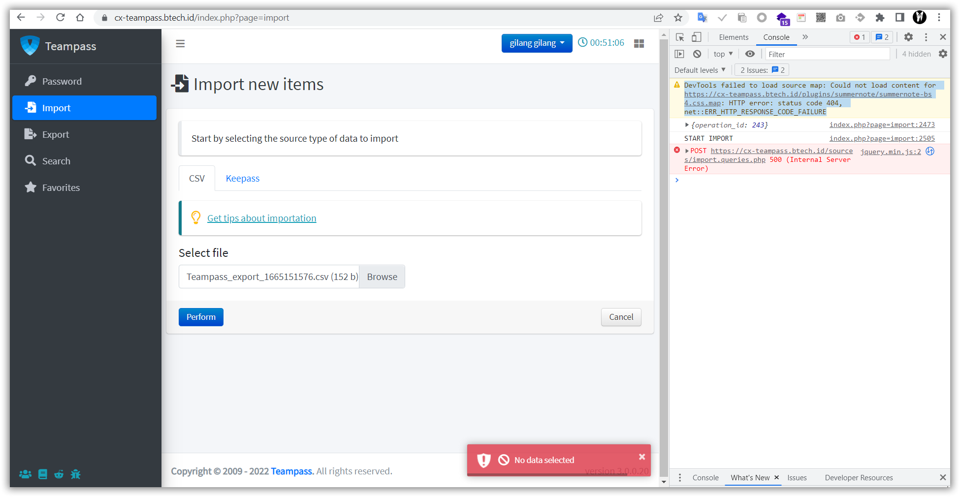 Import Stuck From Csv · Issue 3359 · Nilsteampassnetteampass · Github 