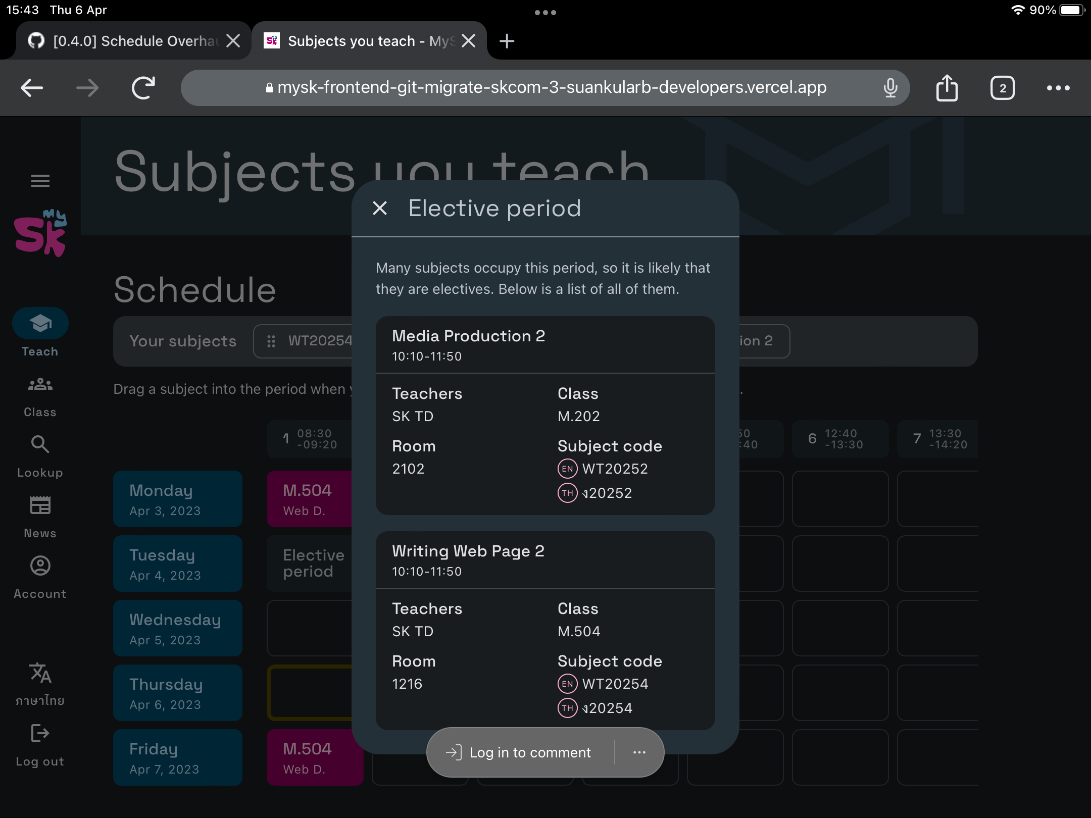 Add a way for teacher to delete an elective period · Issue #138 · suankularb-wittayalai-school ...